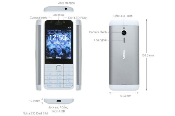Nokia 230 chính hãng số lớn, chữ bự - tặng pin zin dùng 3 ngày